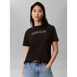 Calvin Klein Jeans Damen T-Shirt Rundhalsausschnitt, Regular Fit, Logoschriftzug schwarz XL
