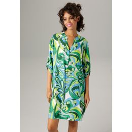 Aniston Casual Damen Aniston CASUAL Sommerkleid mit farbharmonischem, graphischem Druck bunt 38, N-Gr