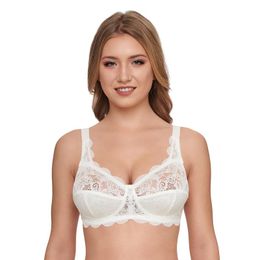 SuSa Damen B&uuml;gelloser BH &raquo;Latina&laquo; gen&auml;hte Cups, Spitze, elastisch, feminin beige 100, Cup E