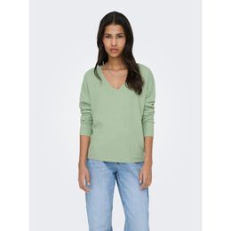 Only Damen Only V-Ausschnitt-Pullover &raquo;ONLRICA LIFE L/S V-NECK PULLO KNT NOOS&laquo; Materialmix, regular fit gr&uuml;n L
