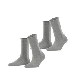 Esprit Damen Socken &raquo;Basic Pure&laquo; 2 Paar, 2 Stk. tlg. ohne einschneidendes B&uuml;ndchen, Basic-Socke, Uni-Str&uuml;mpfe atmungsaktiv grau 39-42