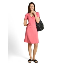 Tom Tailor Damen Tom Tailor Sommerkleid &raquo;Regular over knee&laquo; Ohne Taschen Sommerkleid mit V-Ausschnitt und Viskose pink 46, N-Gr