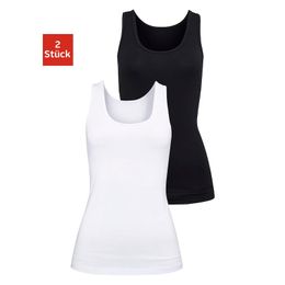 H.I.S. H.I.S Damen Unterhemd 2er-Pack, aus elastischer Baumwoll-Qualit&auml;t, Tanktop, Unterziehshirt schwarz-wei&szlig; 32/34, N-Gr