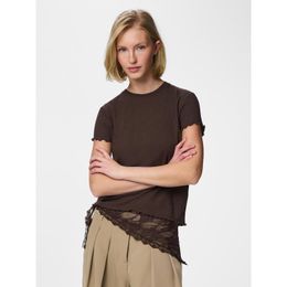 Pieces Damen Pieces Kurzarmshirt &raquo;PCNICCA SS O-NECK TOP KAC BFD&laquo; Viskosemischung, slim fit braun XL