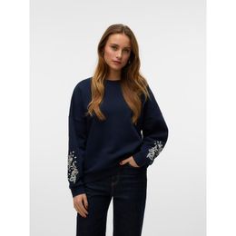 V&eacute;ro Moda Vero Moda Damen Sweatshirt &raquo;VMKAROL BEA LS SWEAT BOX JRS GA&laquo;, mit Blumendruck blau S