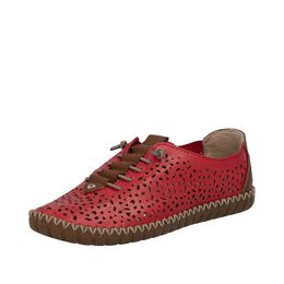 Rieker Damen Slipper Schlupfschuh, Halbschuh, Barfu&szlig;schuh mit Perforation rot 41