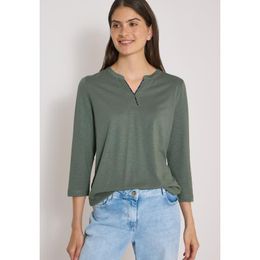 Cecil Damen 3/4-Arm-Shirt mit Splitneck gr&uuml;n S (38)