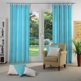 WIRTH Vorhang &raquo;Lahnstein&laquo; Schlaufen 2 Stk. tlg. blau Polyester 145cm, Schlaufen, 132cm