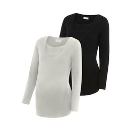 Neun Monate Damen Umstandsshirt &raquo;2er Pack Stillshirts mit praktischem Ausschnitt&laquo; Packung, 2, 2 Stk. 2er Pack Umstands-Shirt f&uuml;r Schwangerschaft und 
