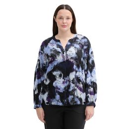 Tom Tailor Plus Damen Tom Tailor PLUS Langarmbluse mit Allover-Print blau 52