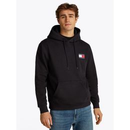 Tommy Jeans Herren Sweatshirt &raquo;TJM REG ESSENTIAL FLAG HOOD EXT&laquo;, mit bedruckten Markenlogo auf Brusth&ouml;he schwarz L