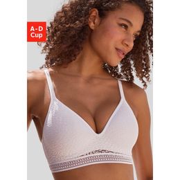 Lascana Damen Lascana Bralette-BH &raquo;Freya&laquo; ohne B&uuml;gel mit eingearbeitetem Push-up Kissen, bequemer BH wei&szlig; 90, Cup B