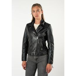 Mauritius Damen Lederjacke &raquo;MWJuna SF&laquo; mit asymmetrischem Verschluss, Slim Fit schwarz XXXL(46) Trachtenmode