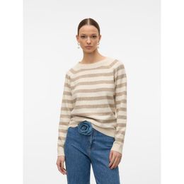 V&eacute;ro Moda Vero Moda Damen Rundhalspullover &raquo;VMDOFFY LS O-NECK BLOUSE GA NOOS&laquo; Materialmix, regular fit beige L