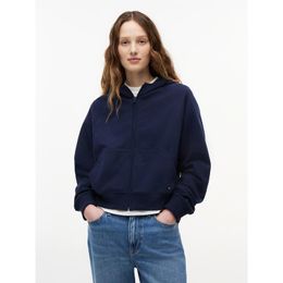 Tommy Jeans Damen Kapuzensweatjacke &raquo;TJW BXY S FLAG ZIP THRU HOODIE&laquo; Baumwolle, Kapuze, K&auml;ngurutasche blau M (40)