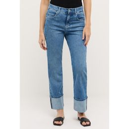 Angels Damen Angels Straight-Jeans &raquo;LARA TU&laquo; mit umgeschlagenem Bein blau 34, L&auml;nge 28