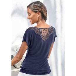 Vivance Damen Kurzarmshirt &raquo;mit Spitzeneinsatz im R&uuml;cken&laquo; aus elastischem Viskose Jersey, sommerlich leicht blau 32/34