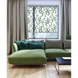 Gardinia Seitenzugrollo &raquo;Easyfix Rollo Digiprint&laquo; blickdicht Sichtschutz ohne Bohren freih&auml;ngend mit Weidenk&auml;tzchen Motiv gr&uuml;n Polyester 150cm, 