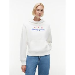 Tommy Jeans Damen Kapuzensweatshirt &raquo;TJW BXY STAR NOVELTY HWK&laquo;, Baumwolle, K&auml;ngurutasche, Kapuze L (42/44)