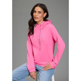 Delmao Damen DELMAO Kapuzensweatshirt, Weiche Baumwollmischung mit Print, Kordel und maritimen Details pink 36/38