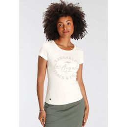 Kangaroos Damen Kangaroos Print-Shirt sehr figurbetonter Schnitt, Print, Rundhalsausschnitt beige 36/38
