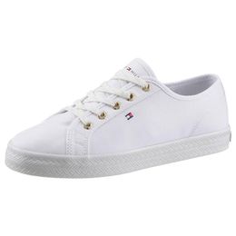 Tommy Hilfiger Damen Sneaker &raquo;ESSENTIAL NAUTICAL SNEAKER&laquo; , Freizeitschuh, Halbschuh, Schn&uuml;rschuh mit goldfarbenen &Ouml;sen wei&szlig; 41