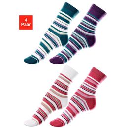 Lavana Damen Socken &raquo;Kinder Damen Socken Basic gestreift&laquo; Packung, 4 Paar tlg. mit unterschiedlichen Ringel bunt 19-22