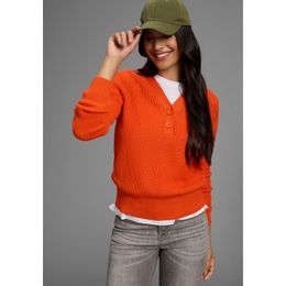 Kangaroos Damen Kangaroos V-Ausschnitt-Pullover mit V-Ausschnitt orange 52/54