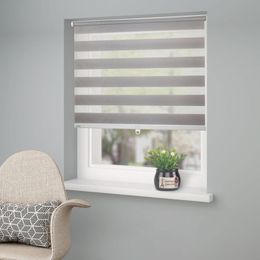 OTTO home Doppelrollo &raquo;Jan&laquo; Lichtschutz Sichtschutz ohne Bohren freih&auml;ngend Rollo, Fixma&szlig;, Klemmfix, uni, monochrom, basic, schnurlos grau Polyester 