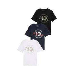 Tom Tailor Denim Herren Tom Tailor Denim T-Shirt Packung, 3 Stk. mit Print wei&szlig; M