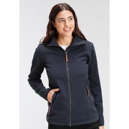 Polarino Damen Fleecejacke ohne Kapuze f&uuml;r kalte Tage, aus Fleece, l&auml;ssiger Look blau 42