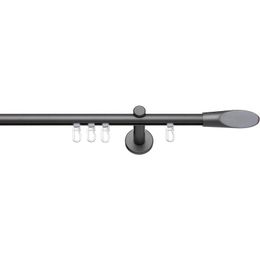 Indeko Gardinenstange &raquo;Marbella&laquo; &Oslash; 16 mm 1 l&auml;ufig-l&auml;ufig Fixma&szlig; Innenlauf Komplett-Set inkl. Gleitern und Montagematerial schwarz Aluminium B/L: 120cm