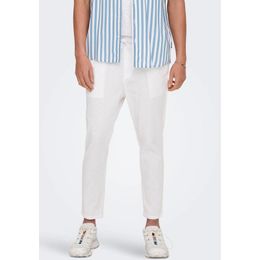 Only & Sons Only & Sons Herren ONLY & SONS Schlupfhose &raquo;ONSLINUS CROP 0007 COT LIN PNT NOOS&laquo; Baumwolle mit Leinen, Gummizug und Kordel wei&szlig; XL, N-Gr