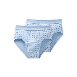 Schiesser Herren Slip &raquo;Essentials&laquo; mit Eingriff, Feinripp-Qualit&auml;t, Softbund, kariert, Baumwolle blau 6