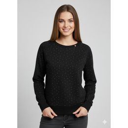 Ragwear Damen Sweatshirt &raquo;JOHANKA MULTIDOTS O&laquo;, aus Baumwolle und Polyester, normale Passform, mit Rundhalsausschnitt schwarz S