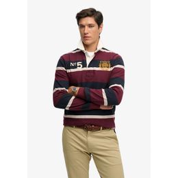 Superdry Herren Langarmshirt &raquo;DOUBLE EMBLEM STRIPE RUGBY&laquo; aus Baumwolle und Single Jersey, Relaxed Fit, gestreifte Optik bunt S