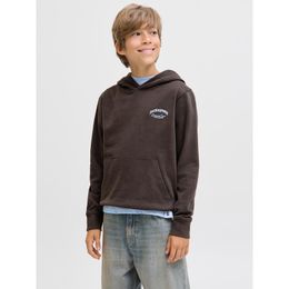 Jack & Jones Jack & Jones Junior Jungen Kapuzensweatshirt &raquo;JJEBRANDES BACKP RELAXED SWEAT H SN JNR&laquo;, Baumwollmischung, relaxed fit braun 128