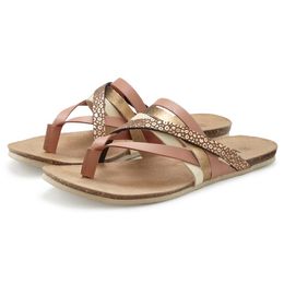 Beachtime By Lascana Damen Beachtime by Lascana Zehentrenner &raquo;Pantolette, Mule, Sommerschuh, Sandale, offener Schuh,&laquo; aus Leder mit raffinierten 