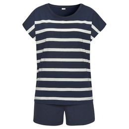 s.Oliver Damen s.Oliver Shorty Set, 2 tlg. mit garngef&auml;rbten Streifen im Oberteil blau 36/38