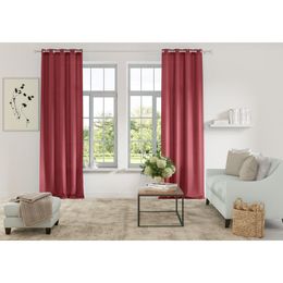 OTTO home Vorhang &raquo;Parry&laquo; &Ouml;sen 2 Stk. tlg. 2-er Set, blickdicht, monochrom, basic rot Polyester, Recyceltes Material 225cm, &Ouml;sen, 140cm