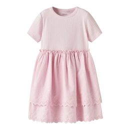 name it M&auml;dchen Minikleid &raquo;NMFHAVELLE SS DRESS&laquo; Baumwollmischung, regular fit, Lochstickerei 128, N-Gr
