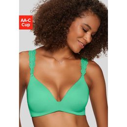 Lascana Push-up-BH ohne B&uuml;gel, mit Spitzentr&auml;gern, bequemer BH, T-Shirt-BH, Racerback BH gr&uuml;n 90, Cup AA Push-up-BH