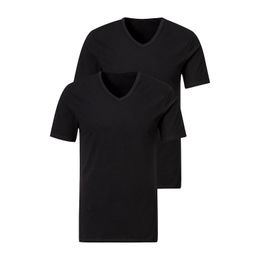 H.I.S. H.I.S Herren Unterziehshirt 2 Stk. mit V-Ausschnitt und kleinem Logo, Unterhemd, T-Shirt schwarz M, 2 Stk., N-Gr