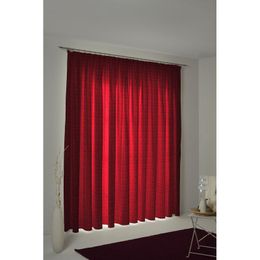 WIRTH Vorhang &raquo;Toco-Karo&laquo; Kr&auml;uselband 1 Stk. tlg. rot Chenille, Polyacryl 145cm, Kr&auml;uselband, 132cm
