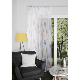 Home Wohnideen Vorhang &raquo;PAOLO&laquo; Kr&auml;uselband 1 Stk. tlg. Kr&auml;uselbandschal bedruckt gelb Voile, Polyester 145cm, Kr&auml;uselband, 140cm