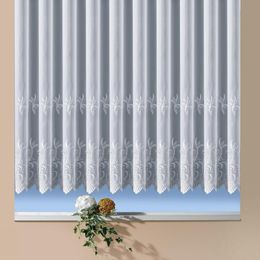 Weckbrodt-Gardinen Gardine &raquo;Potsdam&laquo; Kr&auml;uselband 1 Stk. tlg. echte Stickerei, Voile, halbtransparent, Bord&uuml;re, Kante, Store wei&szlig; Voile, Polyester 120cm, Kr&auml;uselband, 