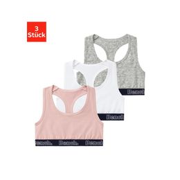 Bench. M&auml;dchen Bustier Packung, 3 in sportlicher Optik mit Ringerr&uuml;cken rosa 146/152, N-Gr