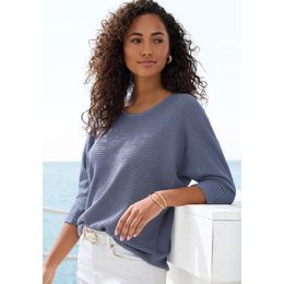 Vivance Damen 3/4-Arm-Shirt &raquo;mit sommerlicher Waffelstruktur&laquo; aus b&uuml;gelfreier Strickqualit&auml;t blau 40/42
