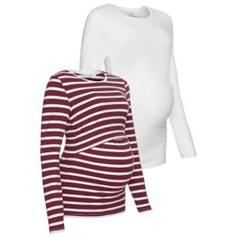 Neun Monate Damen Umstandsshirt &raquo;, 2er Pack Shirts f&uuml;r Schwangerschaft und Stillzeit&laquo; Packung, 2, 2 Stk. Langarm, figurbetont, unifarben oder 