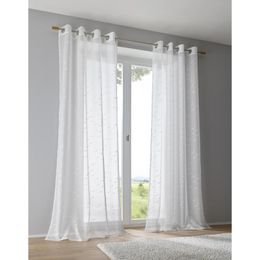 Kutti Vorhang &raquo;Seabird&laquo; &Ouml;sen 1 Stk. tlg. Gardine Ausbrenner transparent maritim wei&szlig; Ausbrenner, Baumwolle, Polyester 225cm, &Ouml;sen, 135cm